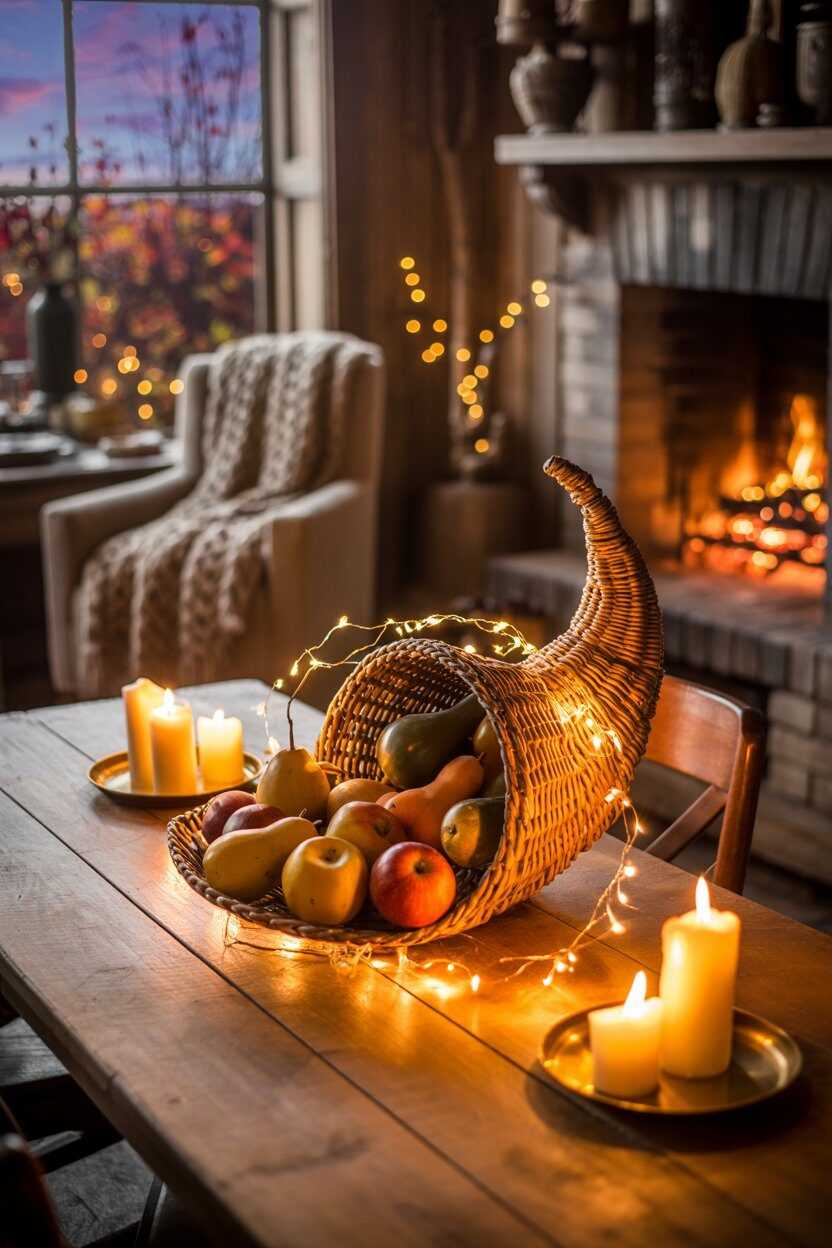 Glow-Filled Cornucopia Centerpiece For Cozy Autumn Decor