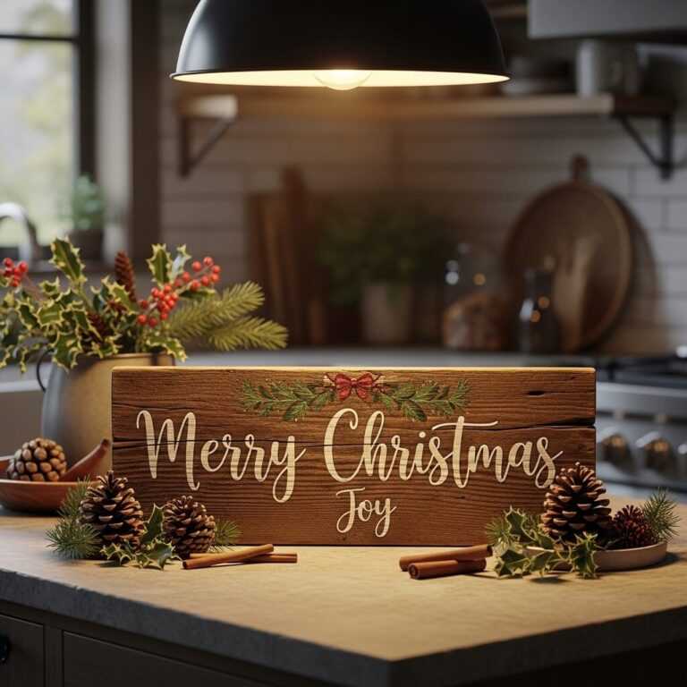 Rustic Wooden Christmas Kitchen Signs For Cozy Holiday Charm